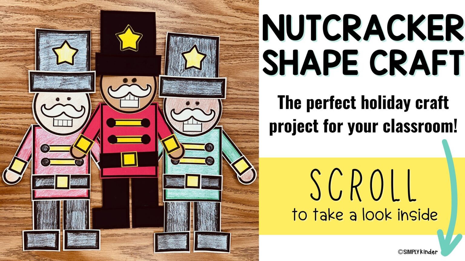 Nutcracker Shape Craft Christmas Activity for Kindergarten, Christmas ...