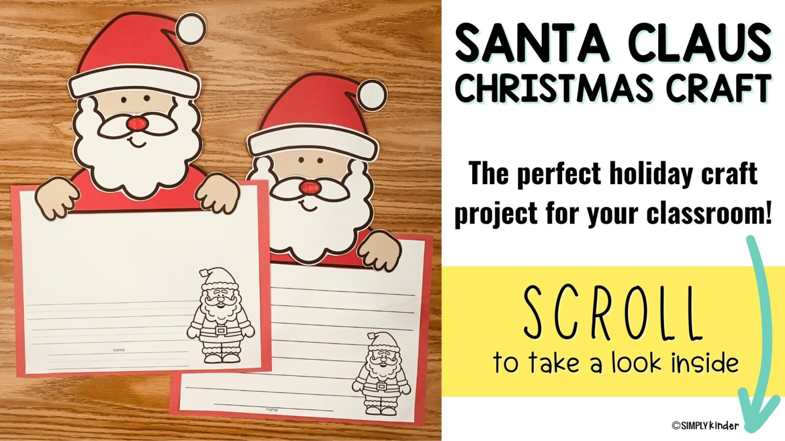 Santa Craft Christmas Activity for Kindergarten, Santa Claus Christmas ...