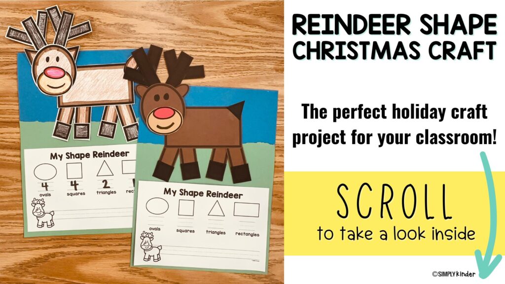 Reindeer Shape Craft Christmas Activity for Kindergarten, Reindeer ...