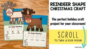 Reindeer Shape Craft Christmas Activity for Kindergarten, Reindeer ...