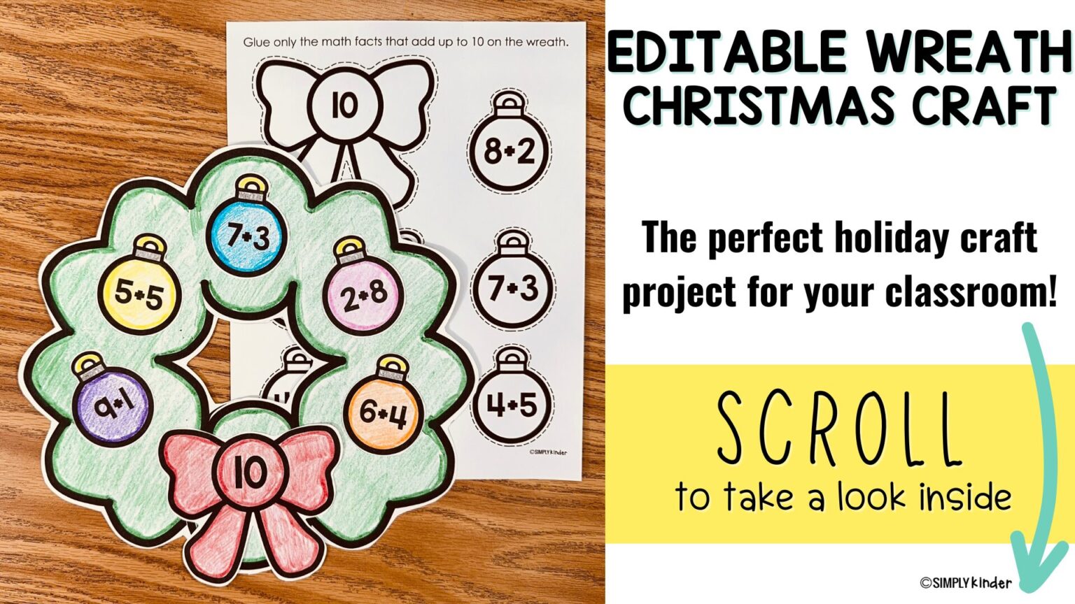 Christmas Wreath Editable Activity for Kindergarten, Wreath Christmas ...