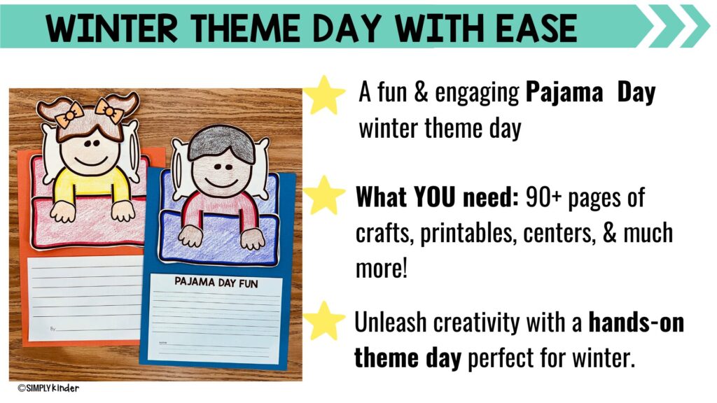 Pajama Day Winter Theme Day, Craft, Bulletin Boards, Literacy & Math ...