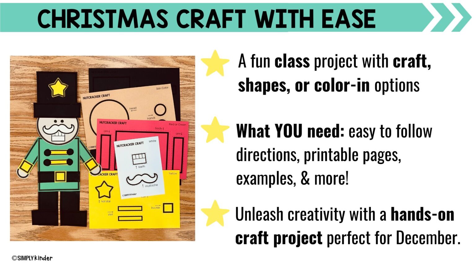 Nutcracker Shape Craft Christmas Activity for Kindergarten, Christmas ...