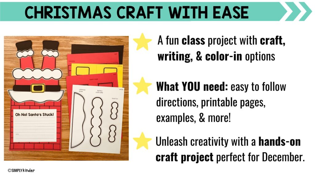 Santa Stuck Craft Christmas Activity for Kindergarten, Santa Claus ...