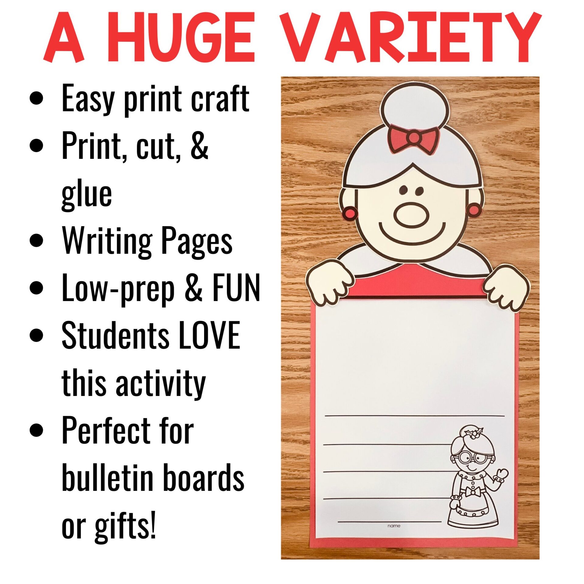 Mrs Claus Christmas Craft Activity for Kindergarten, Christmas ...