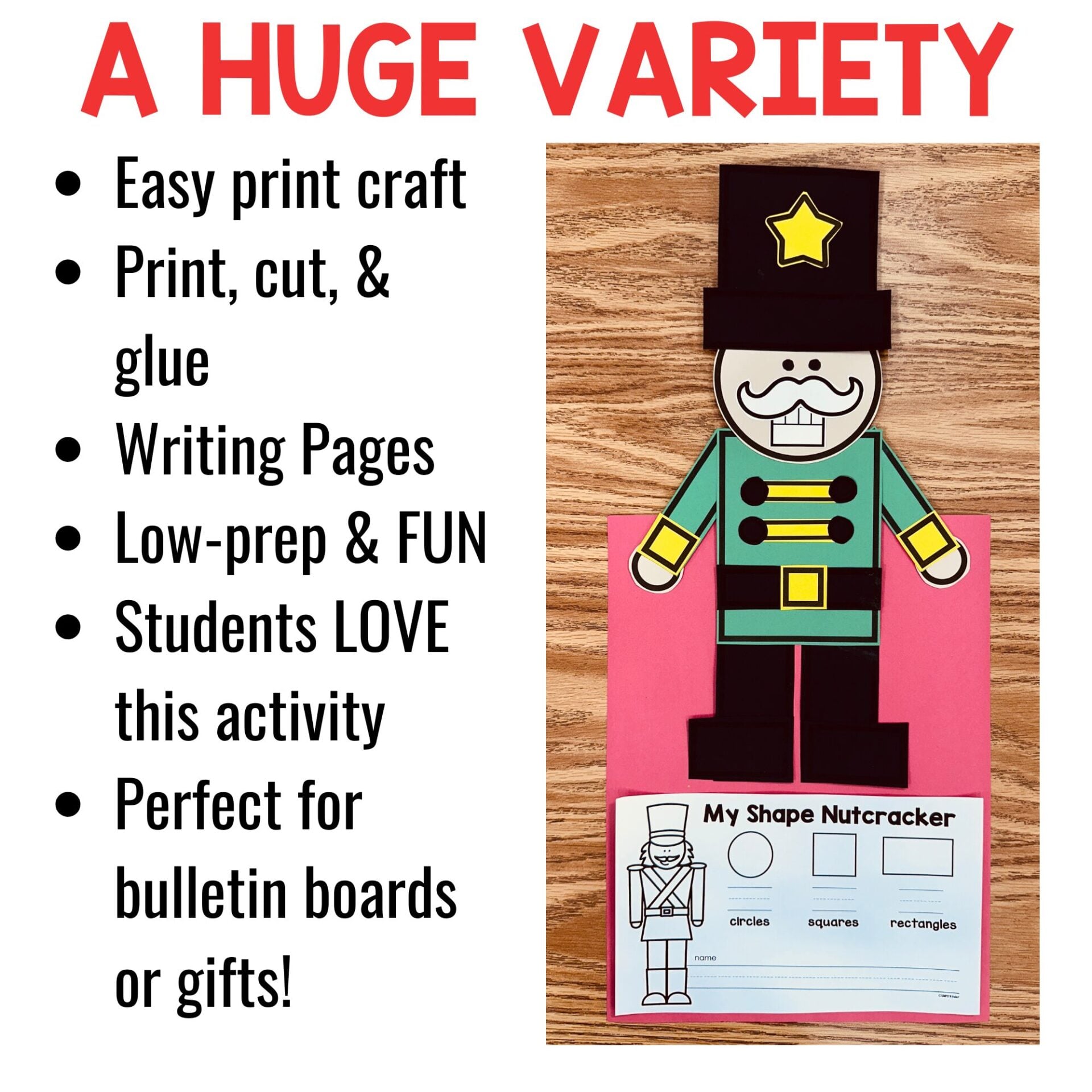 Nutcracker Shape Craft Christmas Activity for Kindergarten, Christmas ...