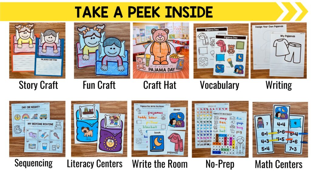 Pajama Day Winter Theme Day, Craft, Bulletin Boards, Literacy & Math ...
