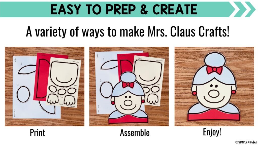 Mrs Claus Christmas Craft Activity for Kindergarten, Christmas ...