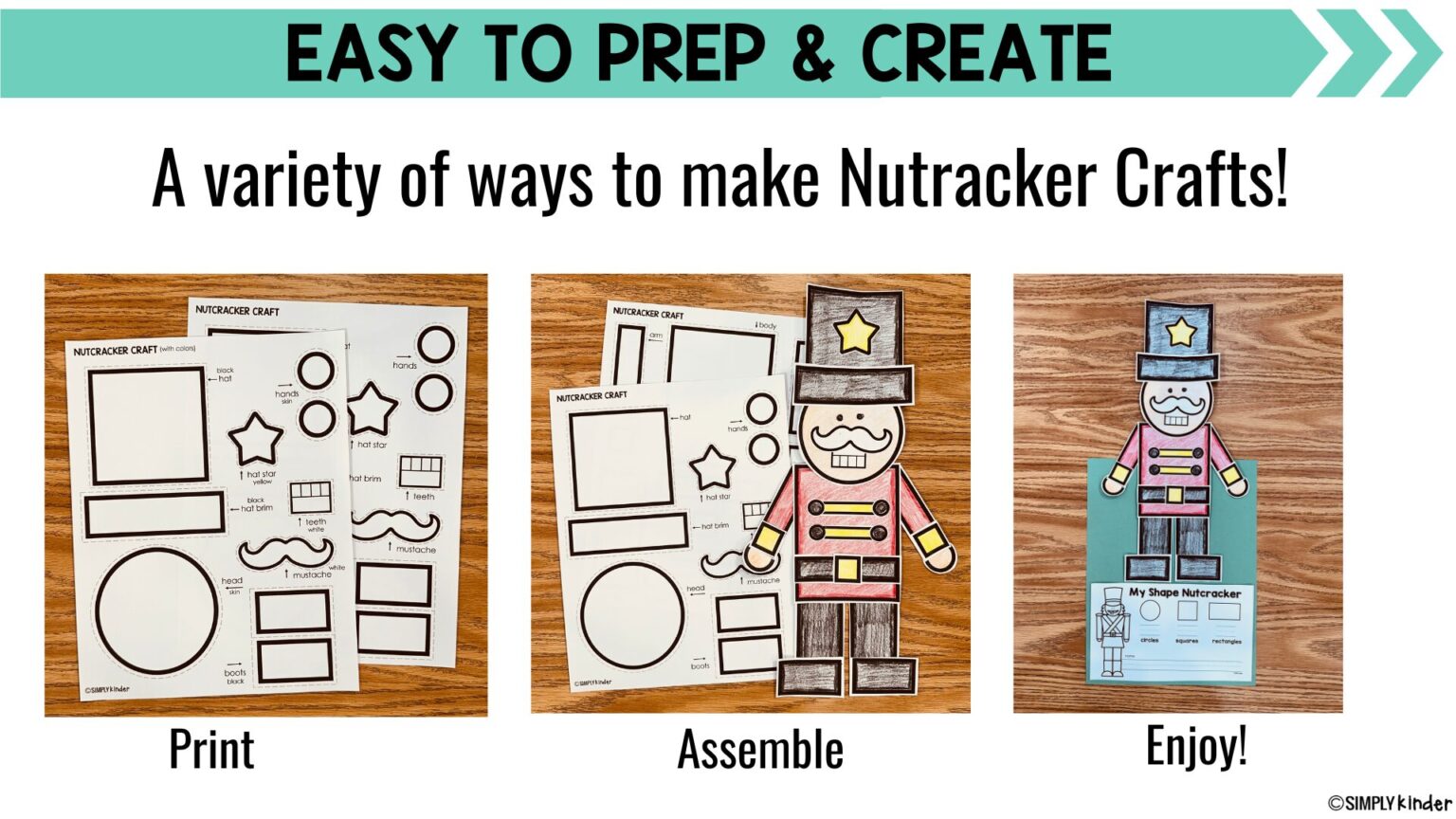 Nutcracker Shape Craft Christmas Activity for Kindergarten, Christmas ...