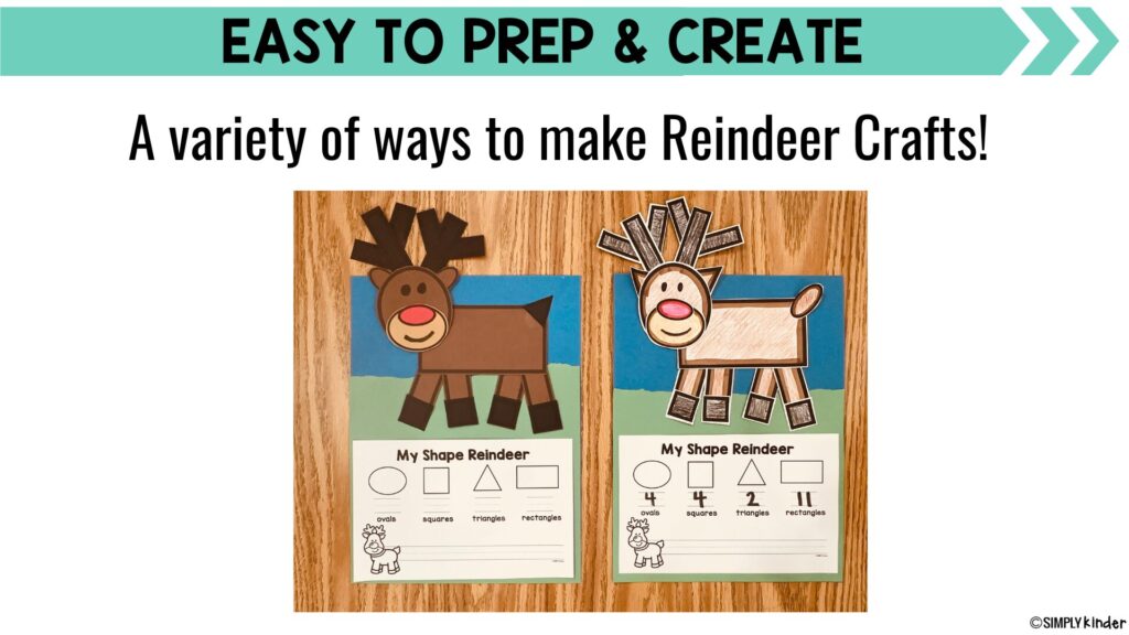 Reindeer Shape Craft Christmas Activity for Kindergarten, Reindeer ...