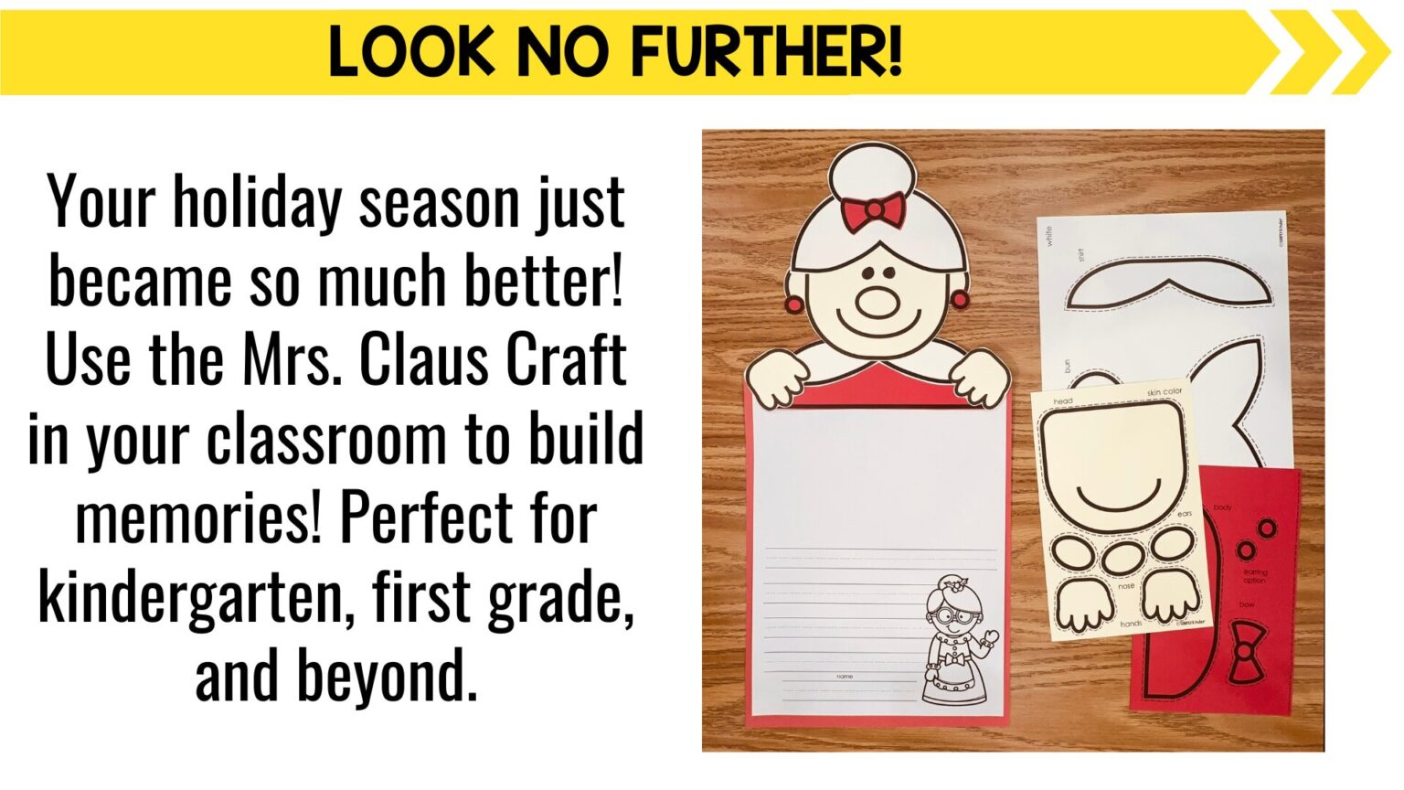 Mrs Claus Christmas Craft Activity for Kindergarten, Christmas ...