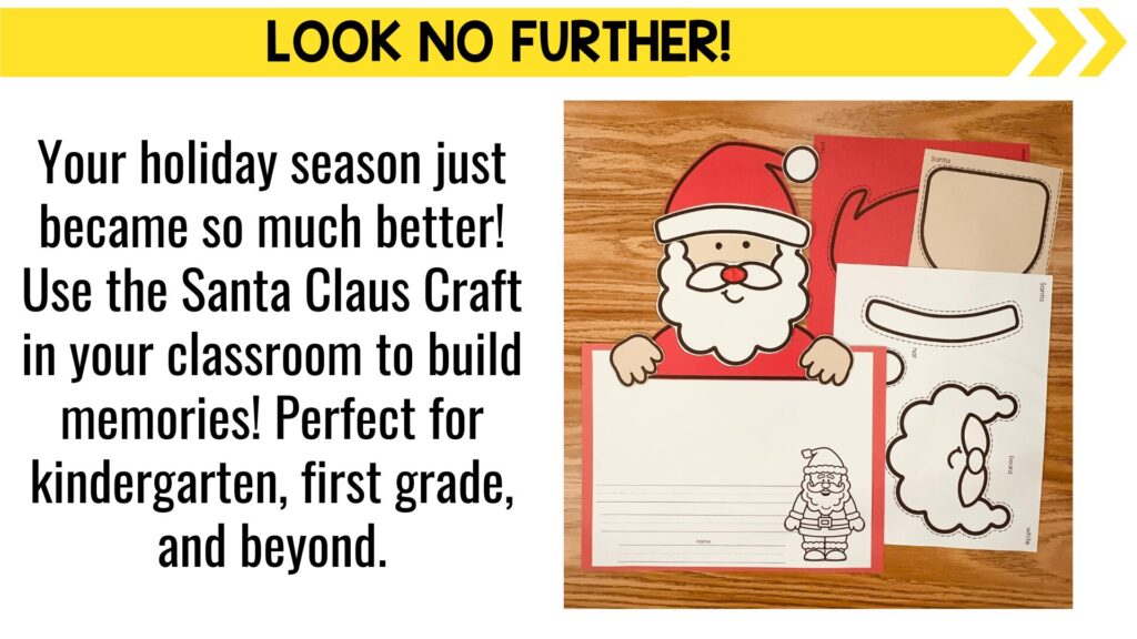 Santa Craft Christmas Activity for Kindergarten, Santa Claus Christmas ...