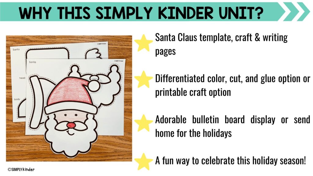 Santa Craft Christmas Activity for Kindergarten, Santa Claus Christmas ...