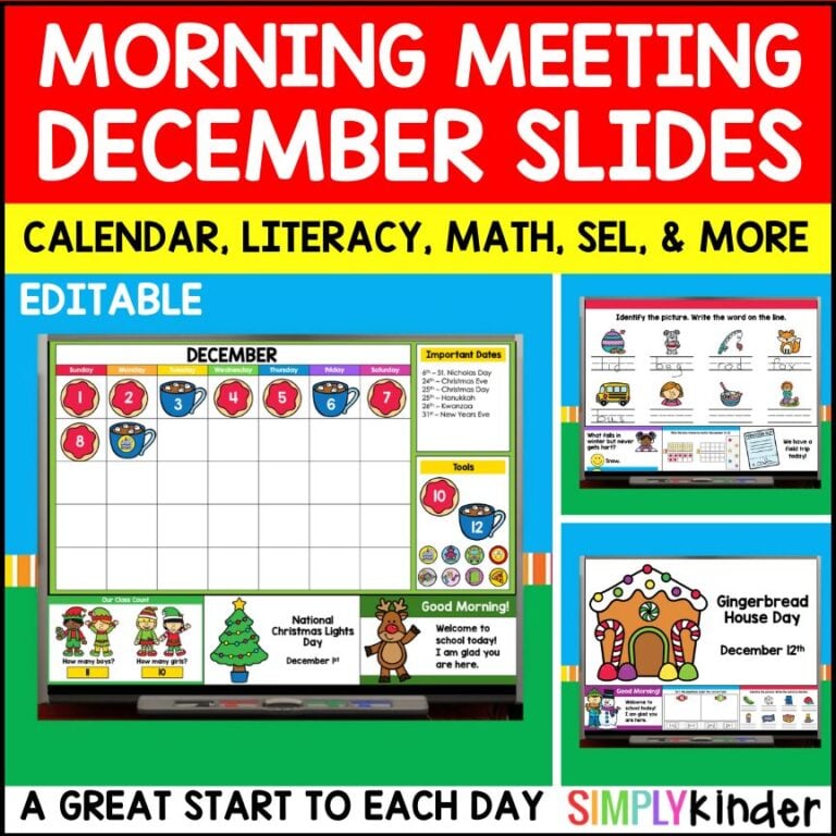 December Morning Meeting Slides for Kindergarten, Editable Daily ...
