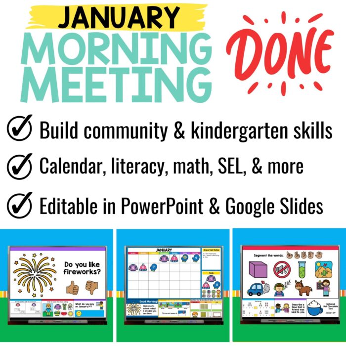 January Morning Meeting Slides for Kindergarten, Editable Daily Digital ...