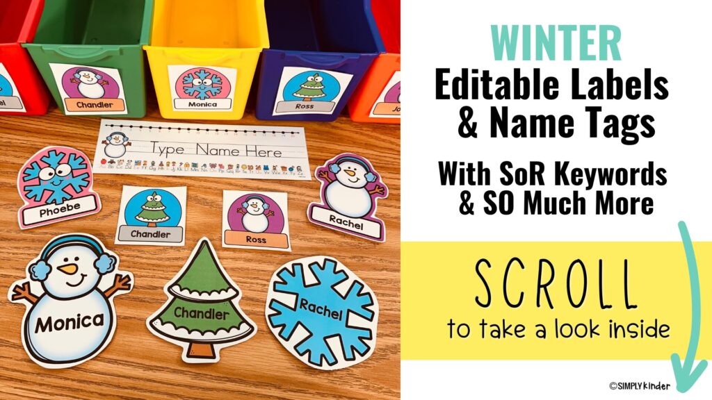 Winter Themed Editable Kindergarten Name Tags and Labels - Simply Kinder