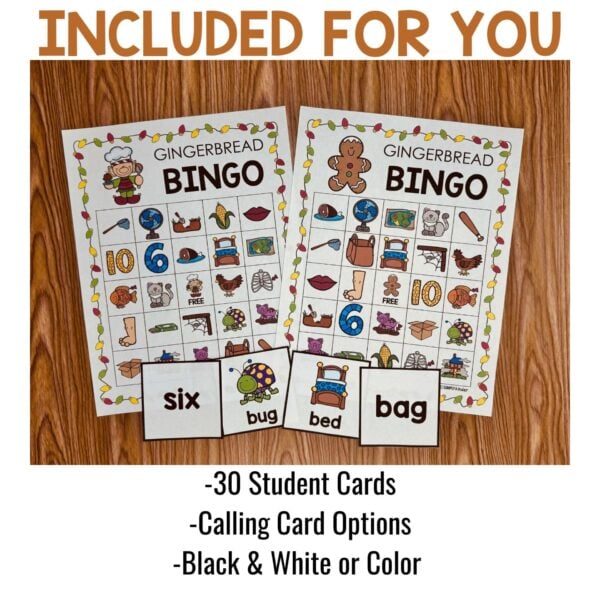Gingerbread Bingo Activity, Phonics Bingo, No-Prep CVC Decodable Winter ...