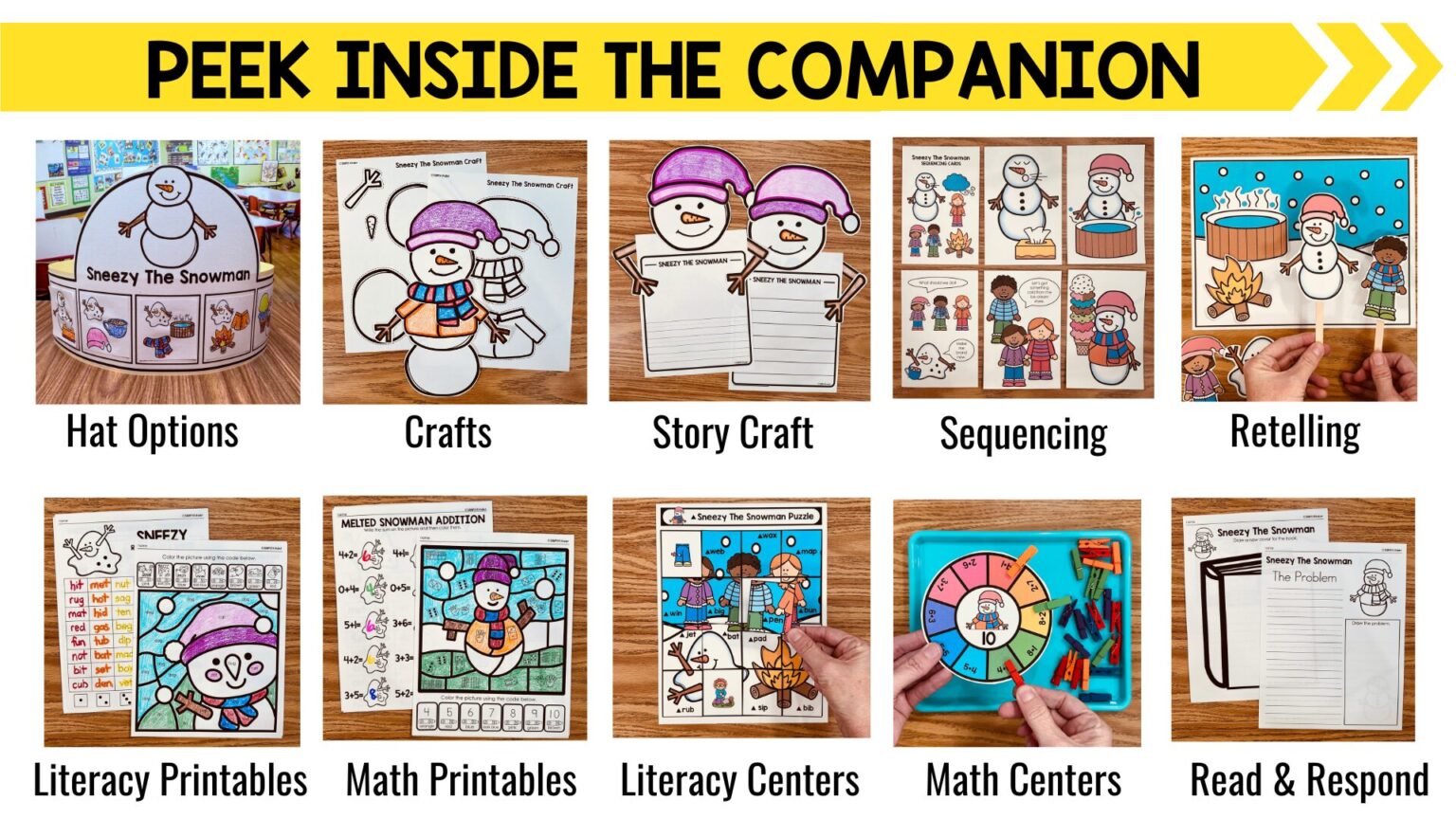 Sneezy the Snowman Activities, Sequencing, Crafts, Centers for ...