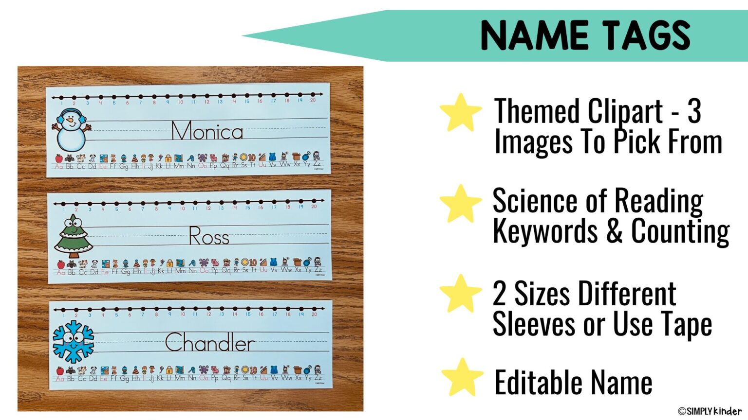 Winter Themed Editable Kindergarten Name Tags and Labels - Simply Kinder