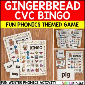 Gingerbread Bingo Activity, Phonics Bingo, No-Prep CVC Decodable Winter ...