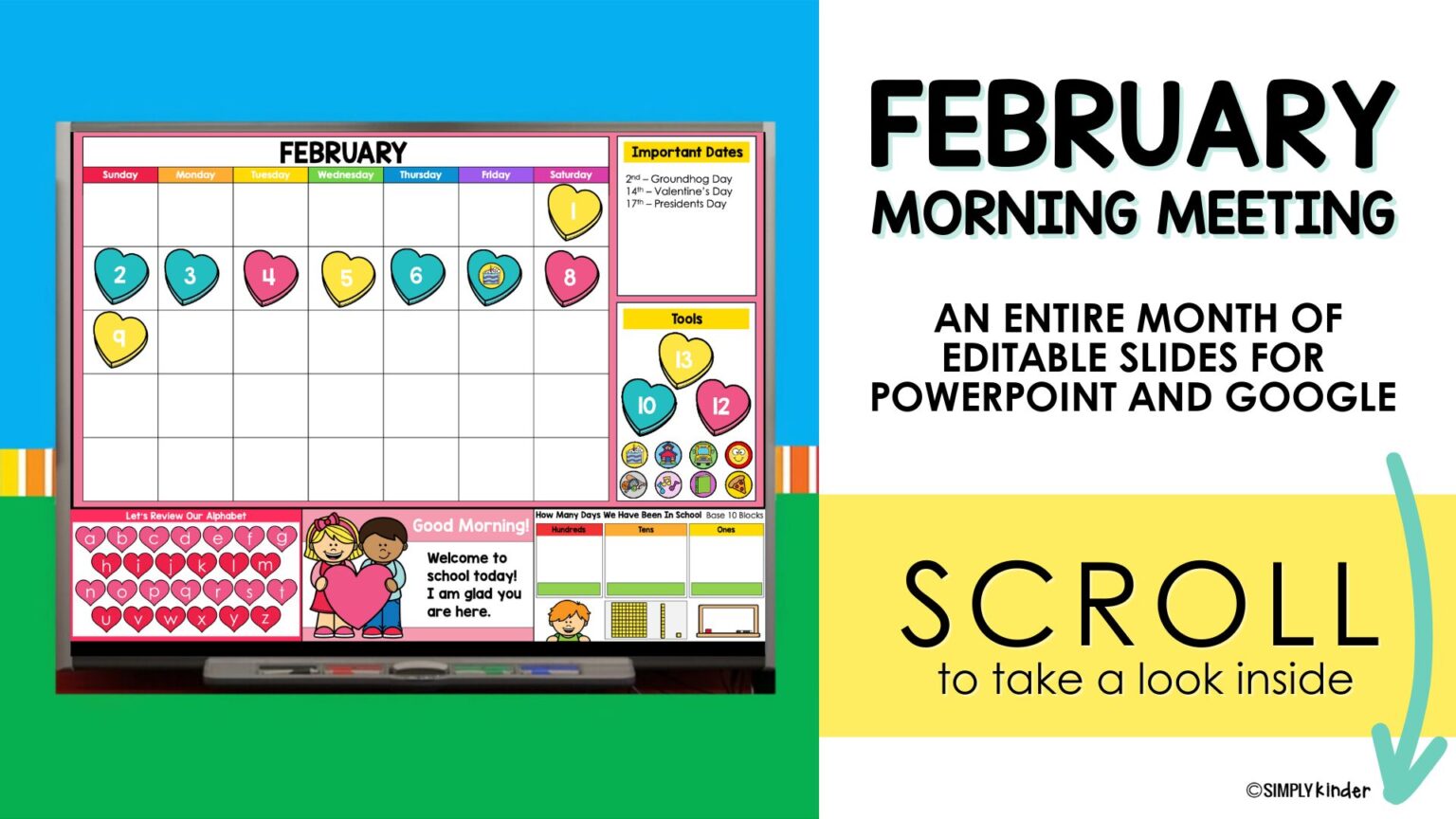 February Morning Meeting Slides for Kindergarten, Editable Daily ...