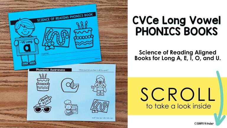 CVCe Words Phonics Booklets for Kindergarten, Science of Reading ...