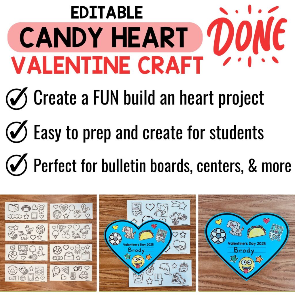 Editable Candy Heart Valentines Day Craft - Simply Kinder