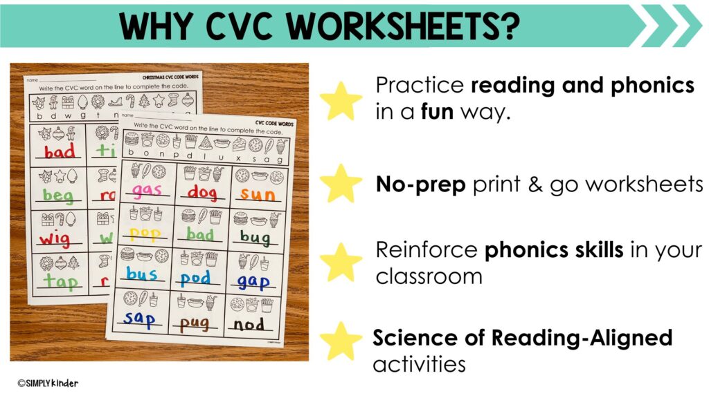 CVC Words No-Prep Secret Code Worksheets Kindergarten, Morning Work ...