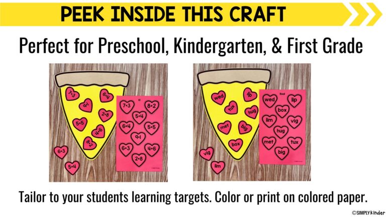 Heart Pizza Valentine Craft for Valentines Day Kindergarten - Simply Kinder
