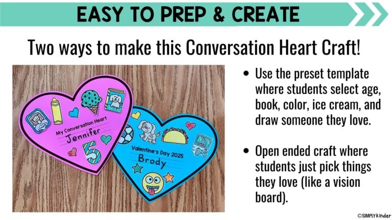 Editable Candy Heart Valentines Day Craft - Simply Kinder
