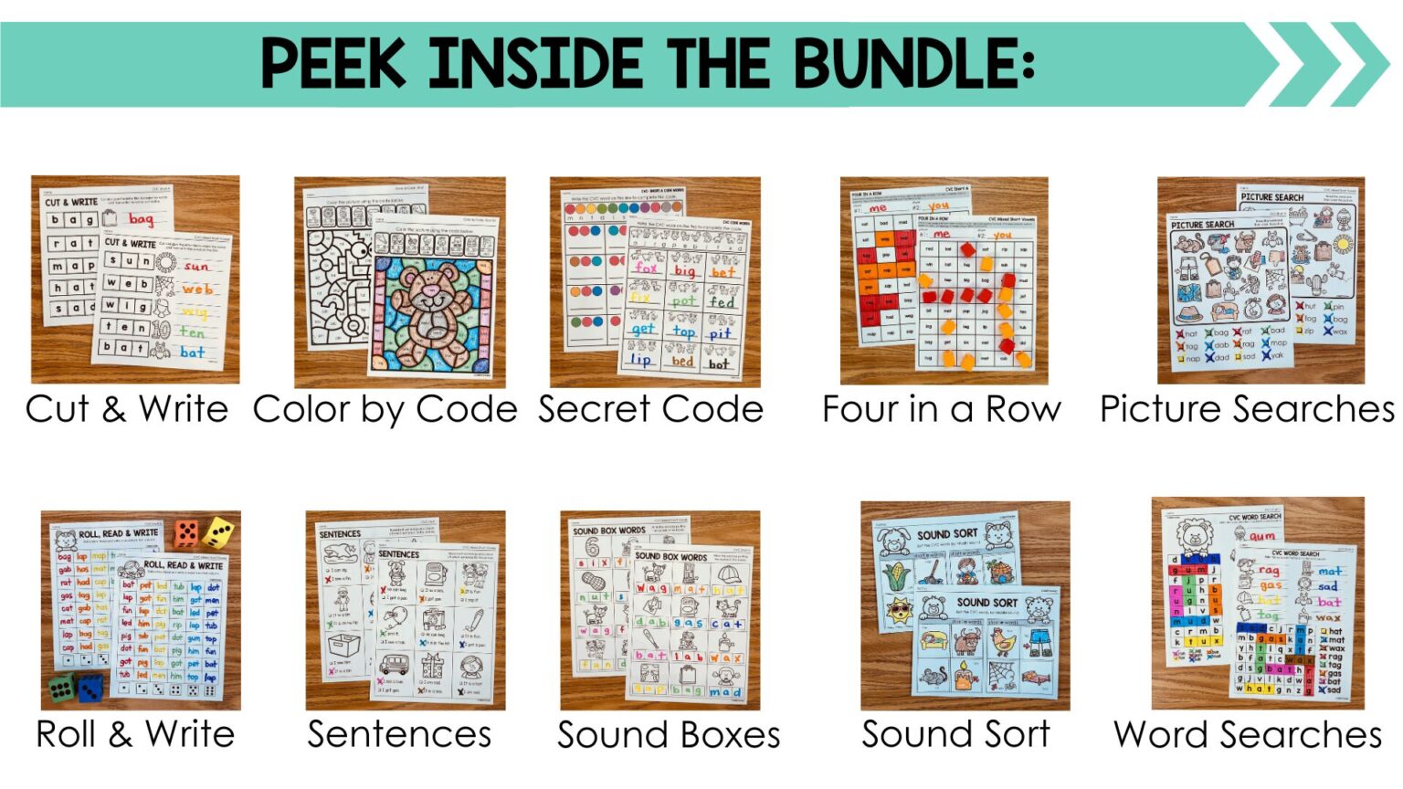 CVC Words No-Prep Secret Code Worksheets Kindergarten, Morning Work ...