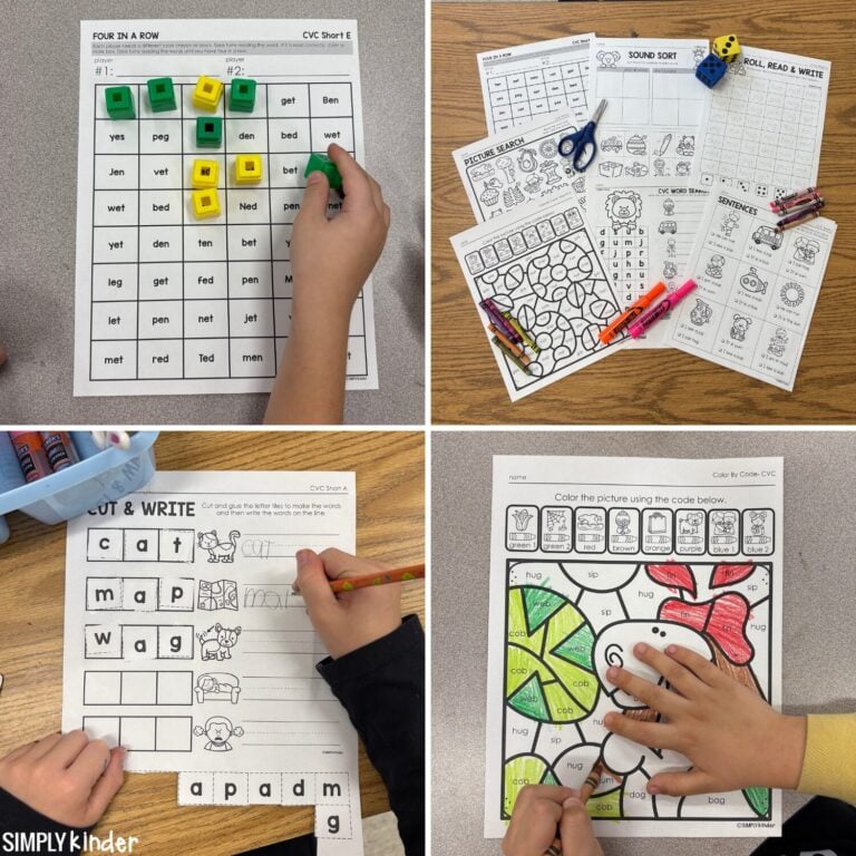 No-Prep CVC Worksheets and Activities - Simply Kinder