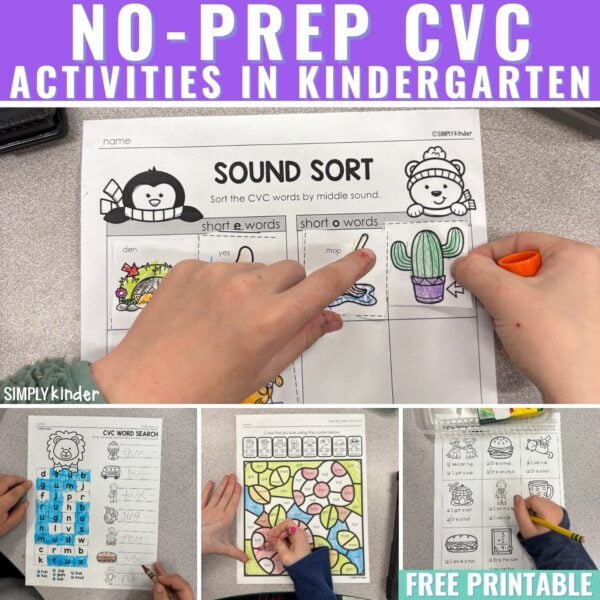No-Prep CVC Worksheets and Activities - Simply Kinder