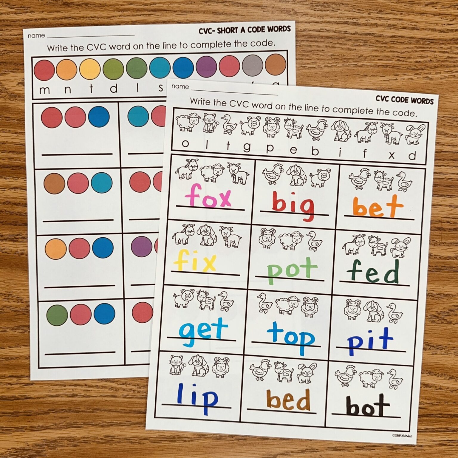 CVC Worksheets Bundle Upsell - Simply Kinder