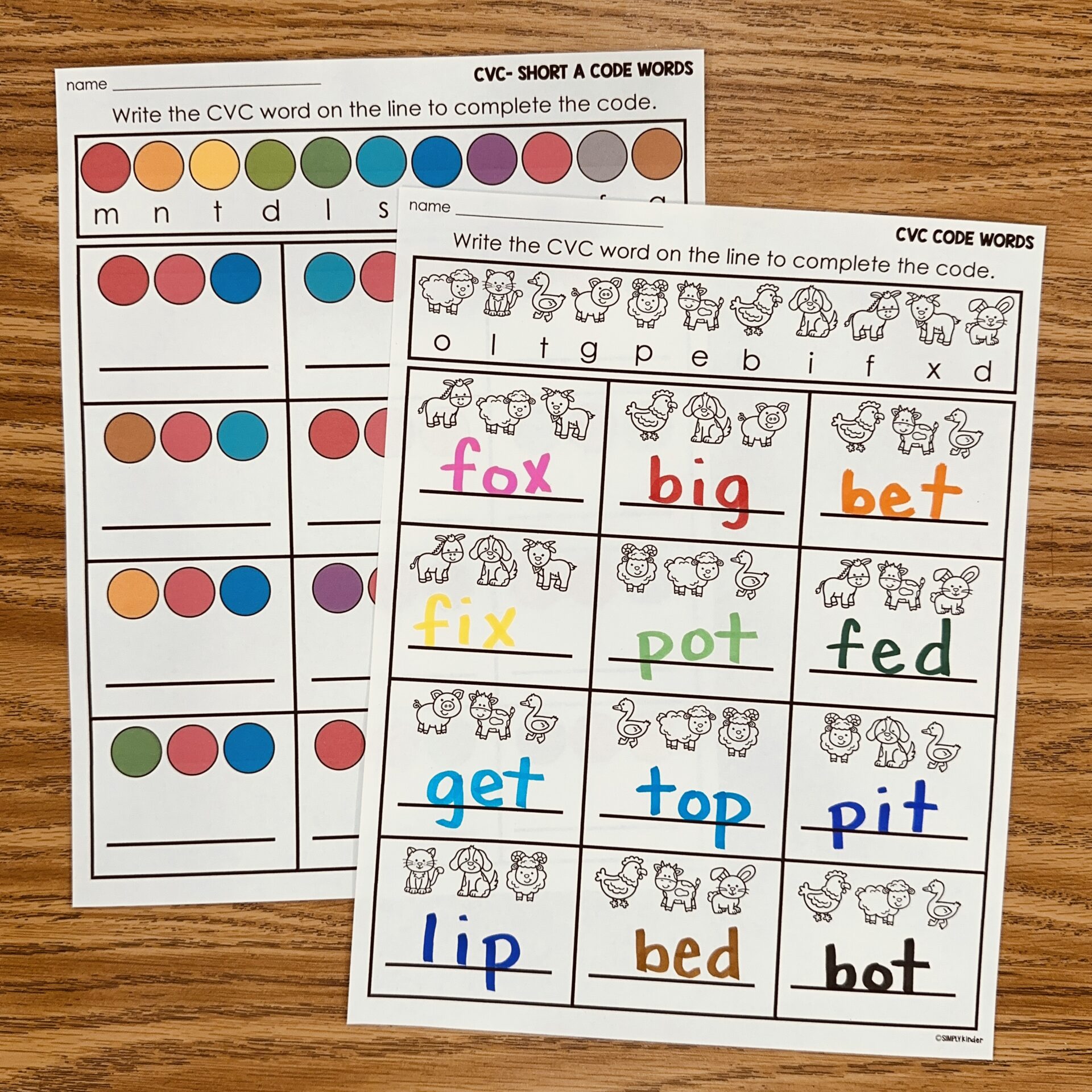 CVC Worksheets Bundle Upsell - Simply Kinder