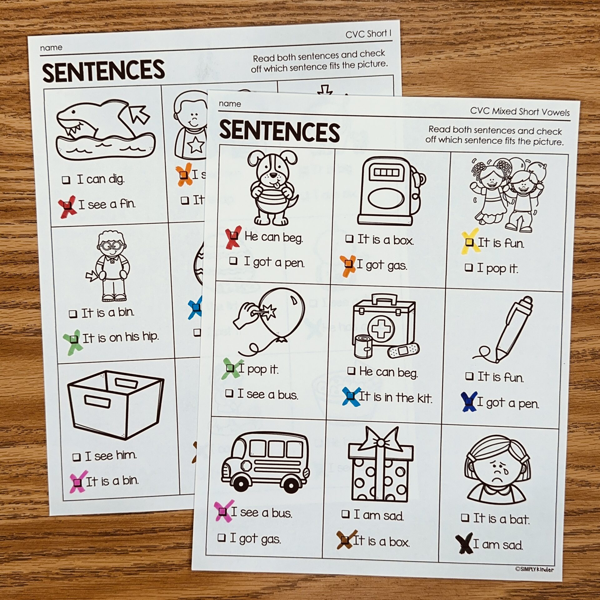 CVC Worksheets Bundle Upsell - Simply Kinder