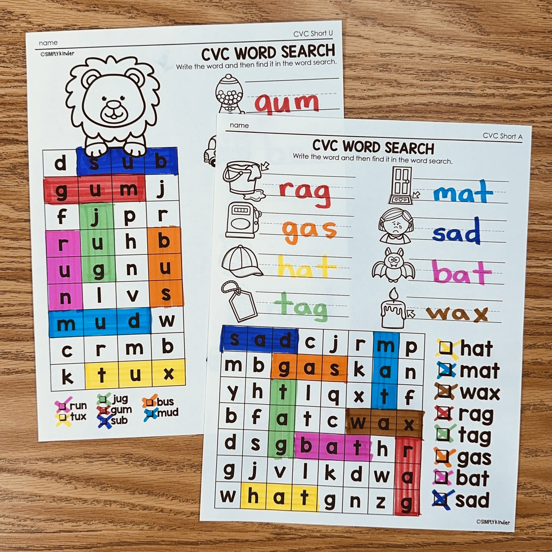 CVC Worksheets Bundle Upsell - Simply Kinder