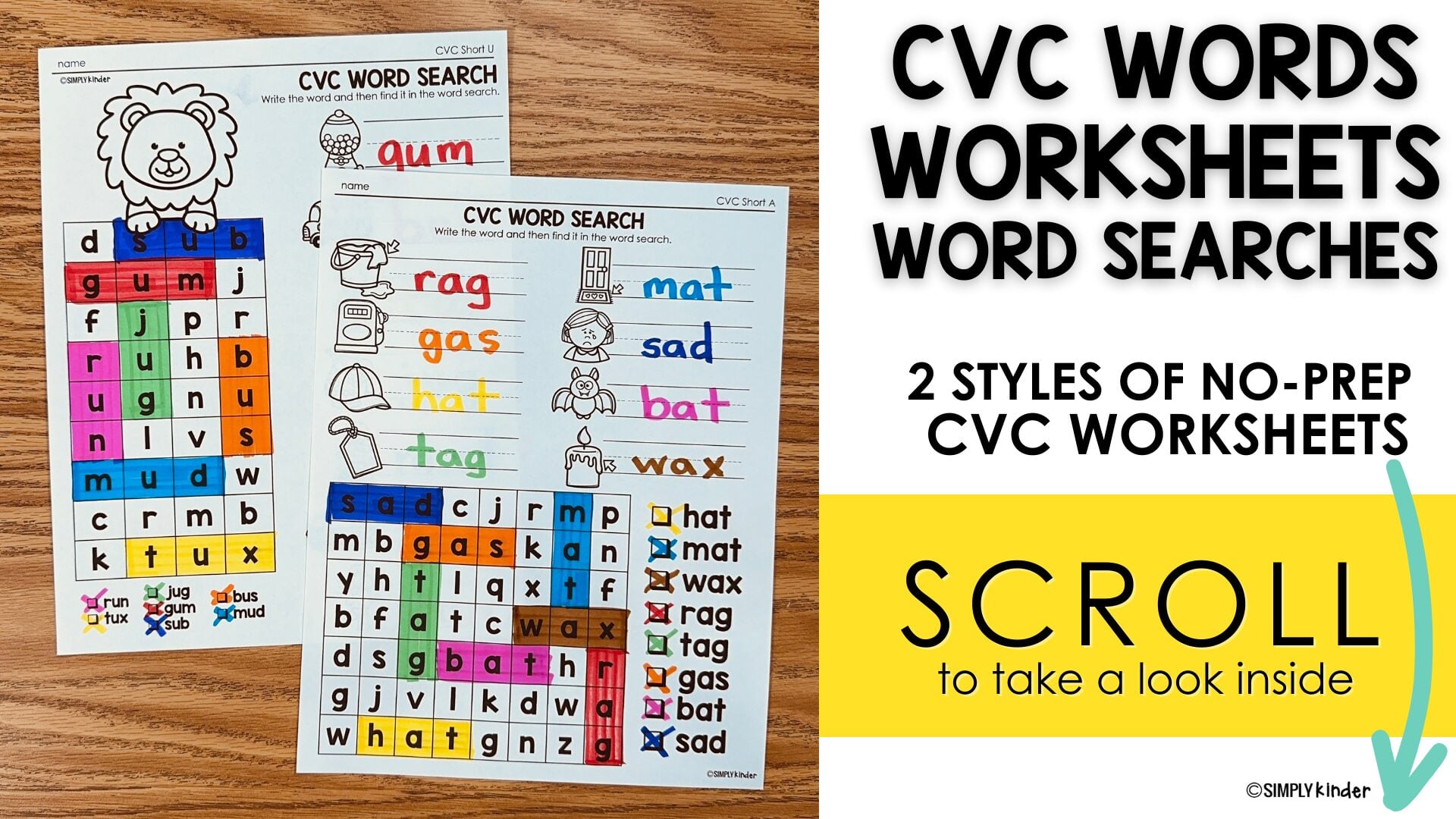 Cvc Word Search Sight Word And Phonics Word Search Puzzle Worksheets