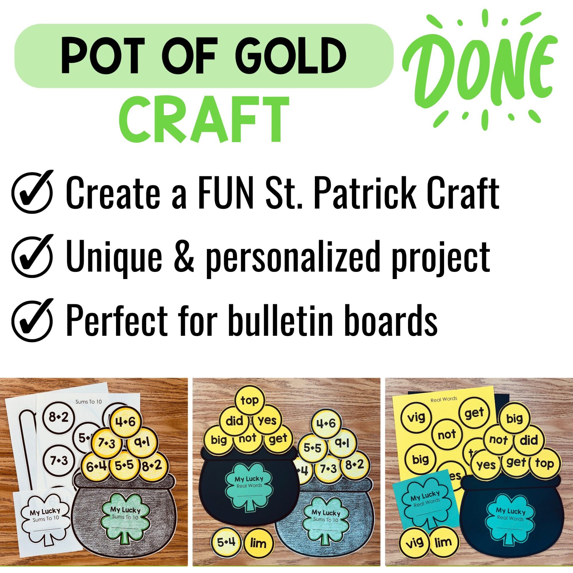 St. Patrick's Day Editable Pot of Gold Craft - St. Patricks Day Craft ...