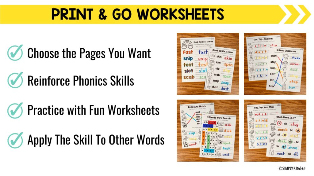BUNDLE UP* Blends Phonics Worksheets for Kindergarten Science of ...