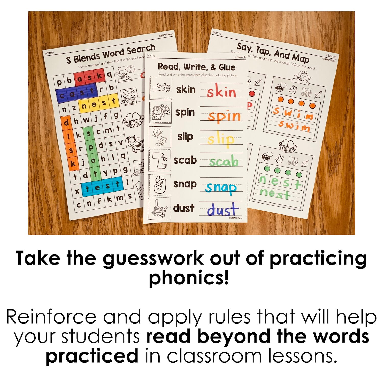 BUNDLE UP* Blends Phonics Worksheets for Kindergarten Science of ...