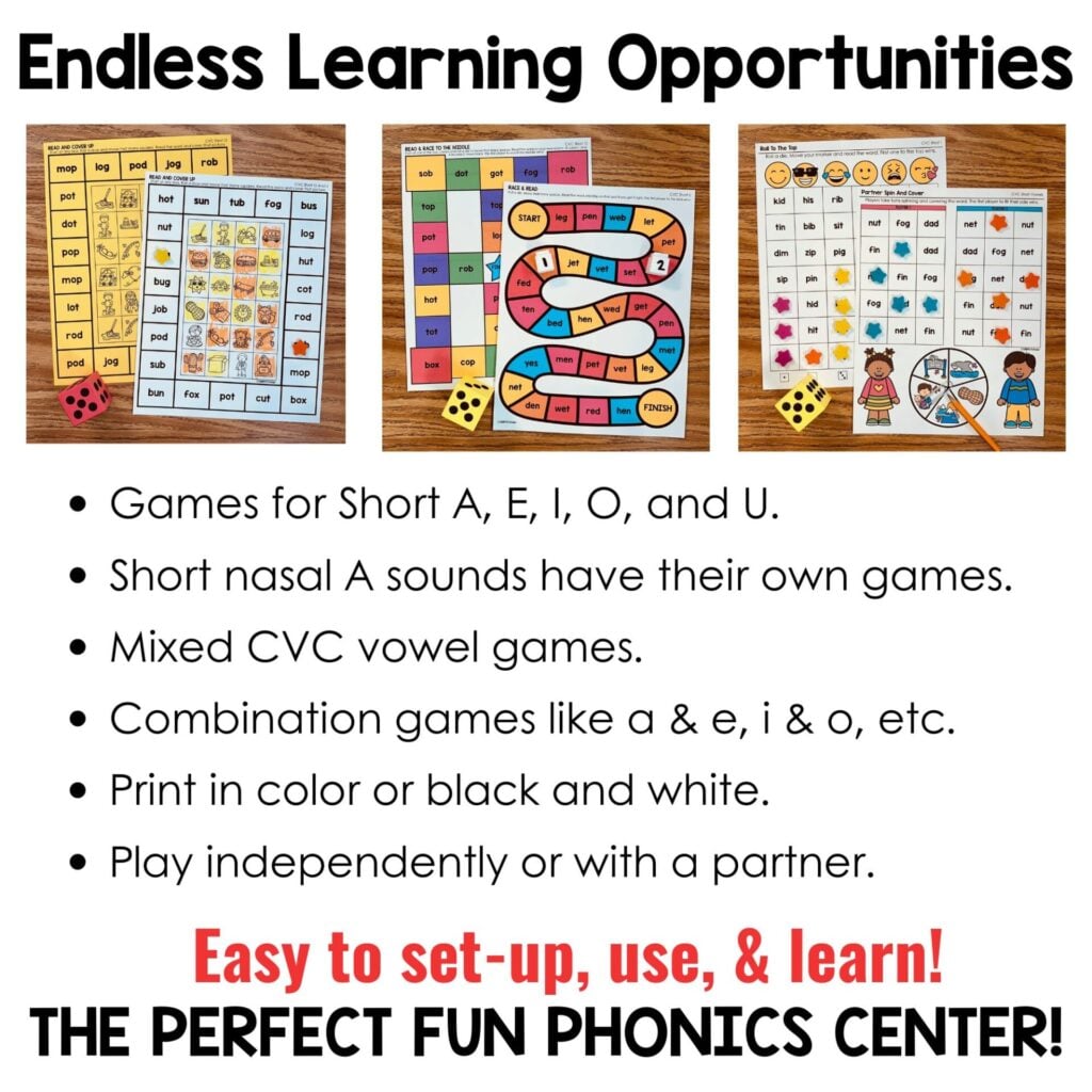 CVC Words Games No-Prep, CVC Word Practice Phonics Games for ...