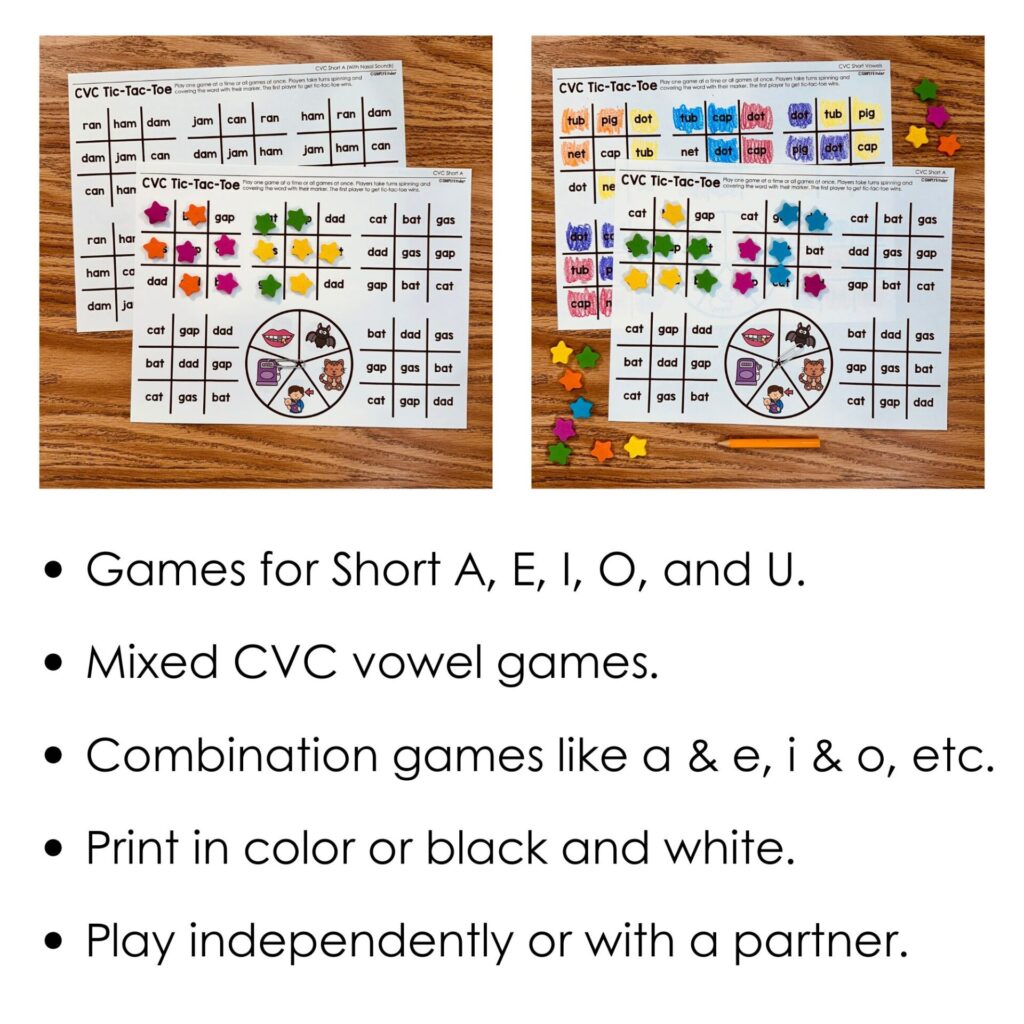 CVC Words Games No-Prep Tic-Tac-Toe - Simply Kinder