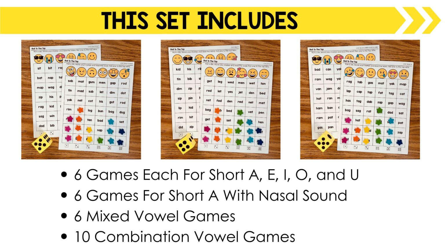 CVC Words Games No-Prep Roll To The Top - Simply Kinder