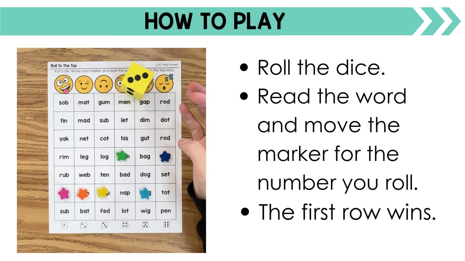 CVC Words Games No-Prep Roll To The Top - Simply Kinder