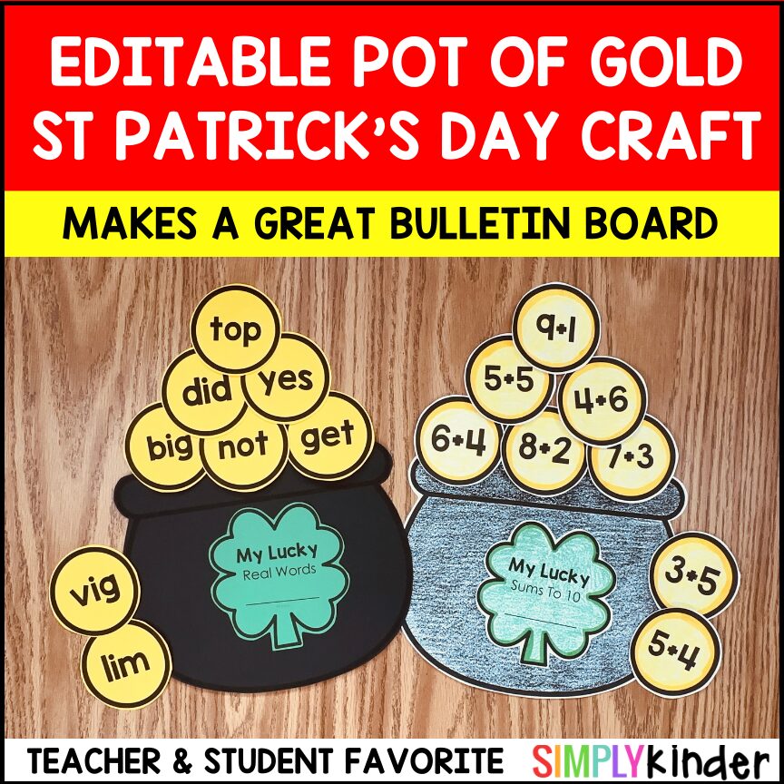 St. Patrick's Day Editable Pot of Gold Craft - St. Patricks Day Craft ...