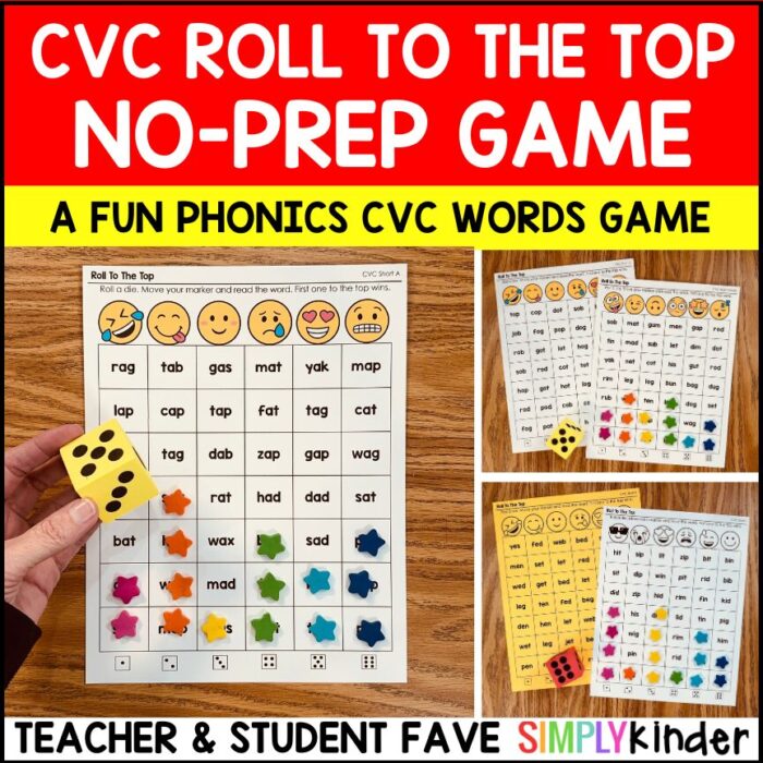 CVC Words Games No-Prep Roll To The Top - Simply Kinder