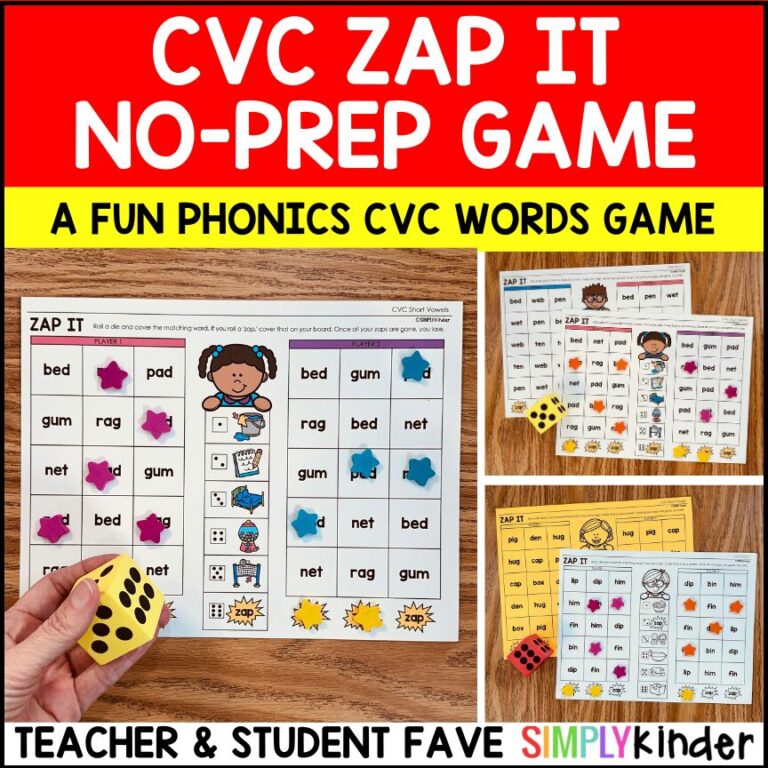 CVC Words Games No-Prep Zap It - Simply Kinder