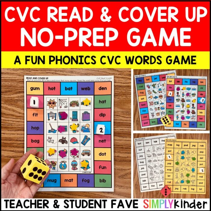 CVC Words Games No-Prep Read And Cover Up - Simply Kinder