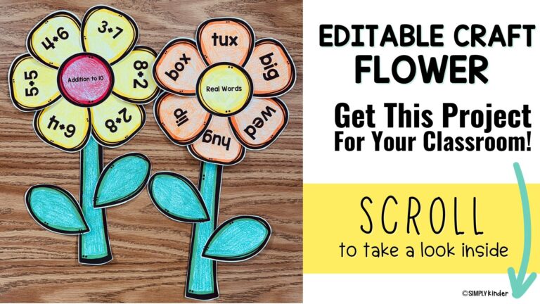 Flower Spring Craft Kindergarten, Editable Bulletin Board Spring Craft ...